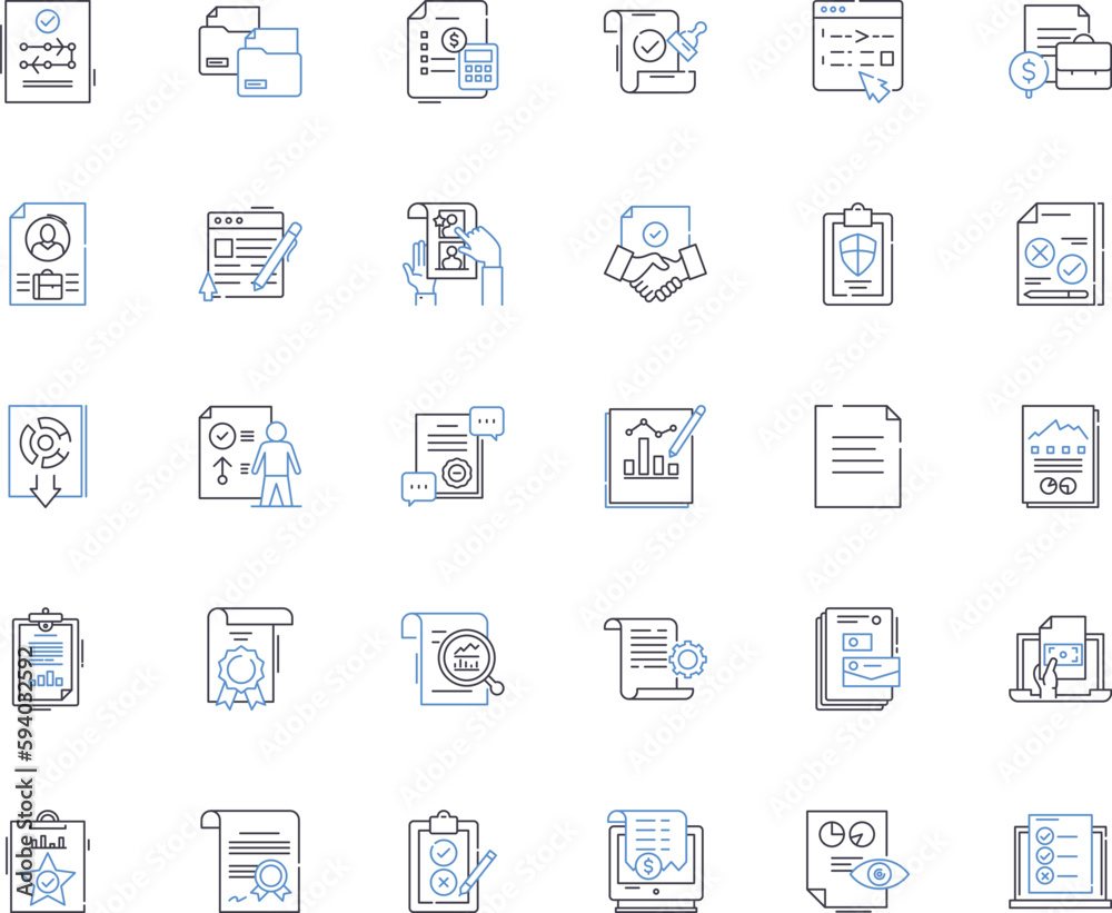 Papers line icons collection. Research, Writing, Reports, Documents ...