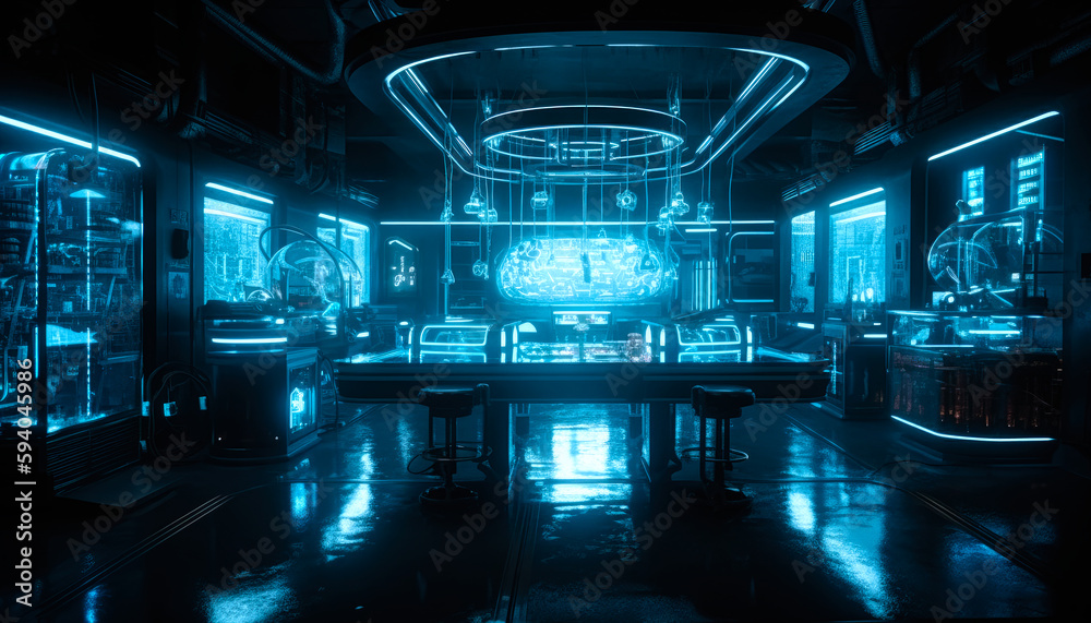 cyberpunk style alchemy laboratory interior Stock Illustration | Adobe ...