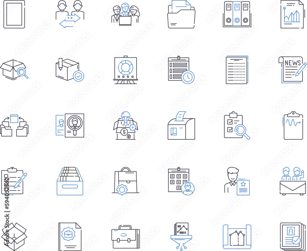 Information stream line icons collection. Data, Knowledge, News, Flow ...