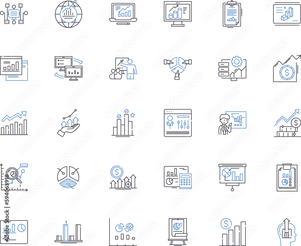 Numerical illustration line icons collection. Graphs, Charts, Graphical ...