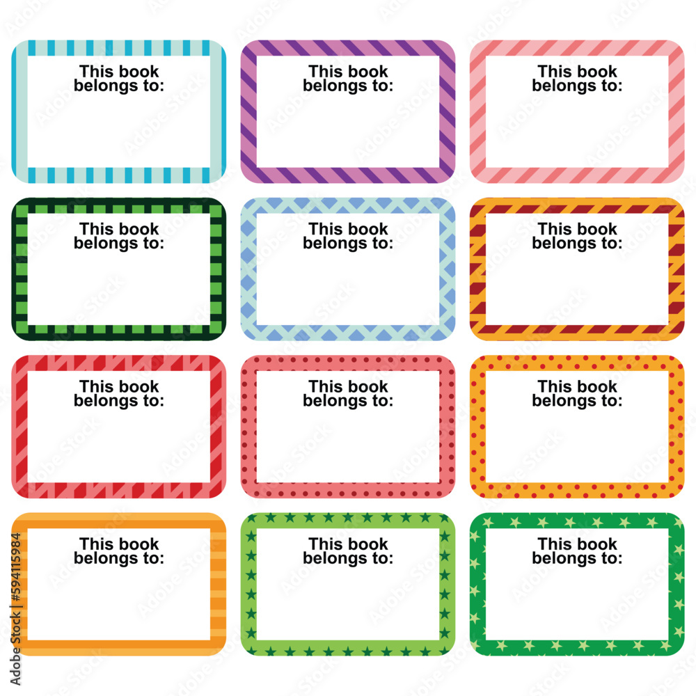 12 template illustrations of a set of colorful label sticker blank text ...