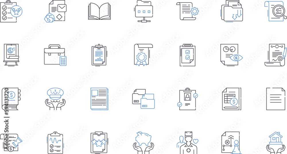 Policy line icons collection. Regulation, Governance, Decision-making, Legislation, Compliance ...