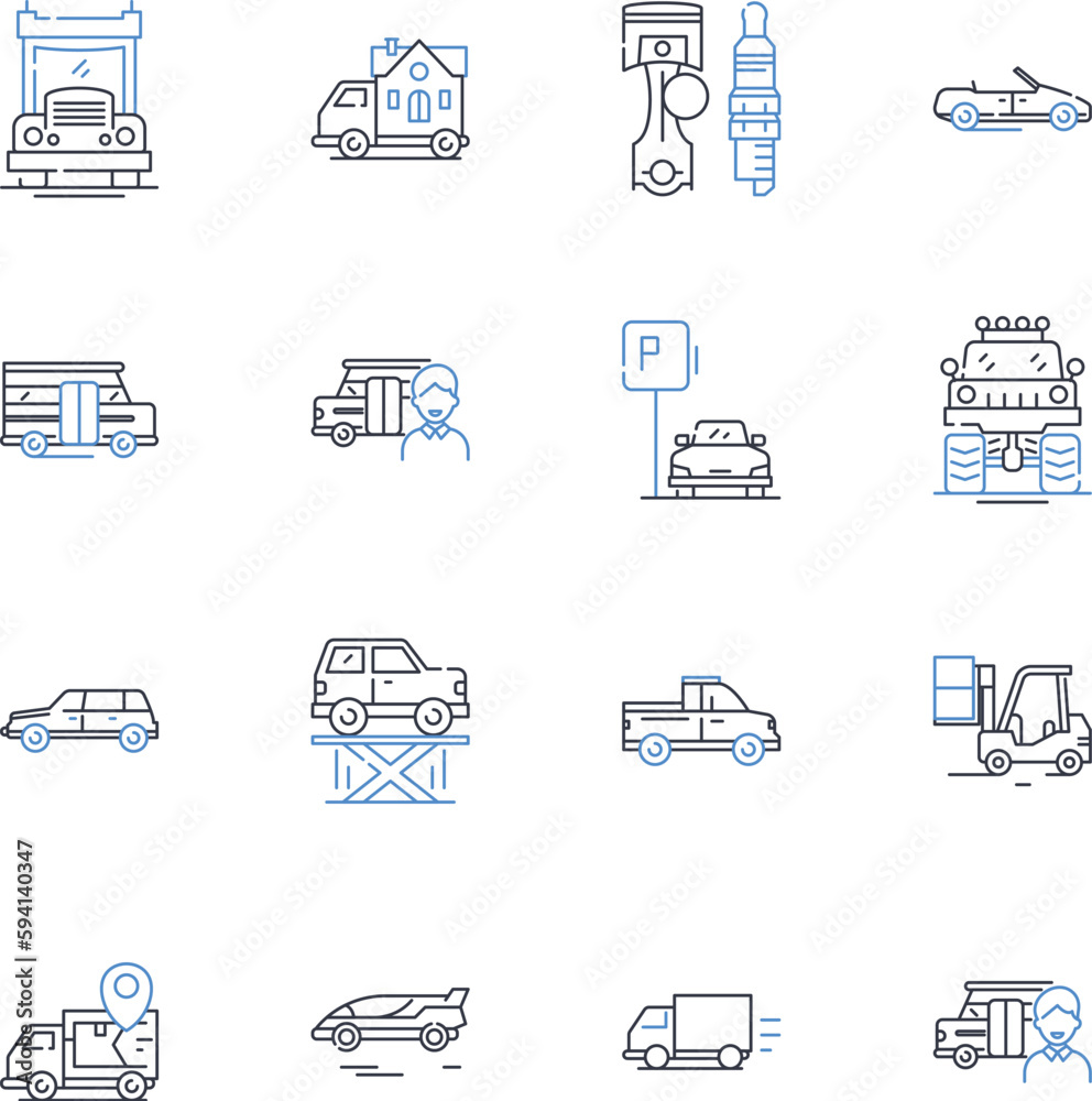 Vector de Stock Transit line icons collection. Commuting, Public ...