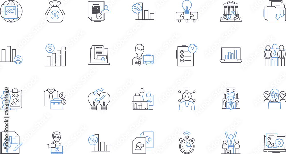 Leadership style line icons collection. Autocratic, Visionary ...