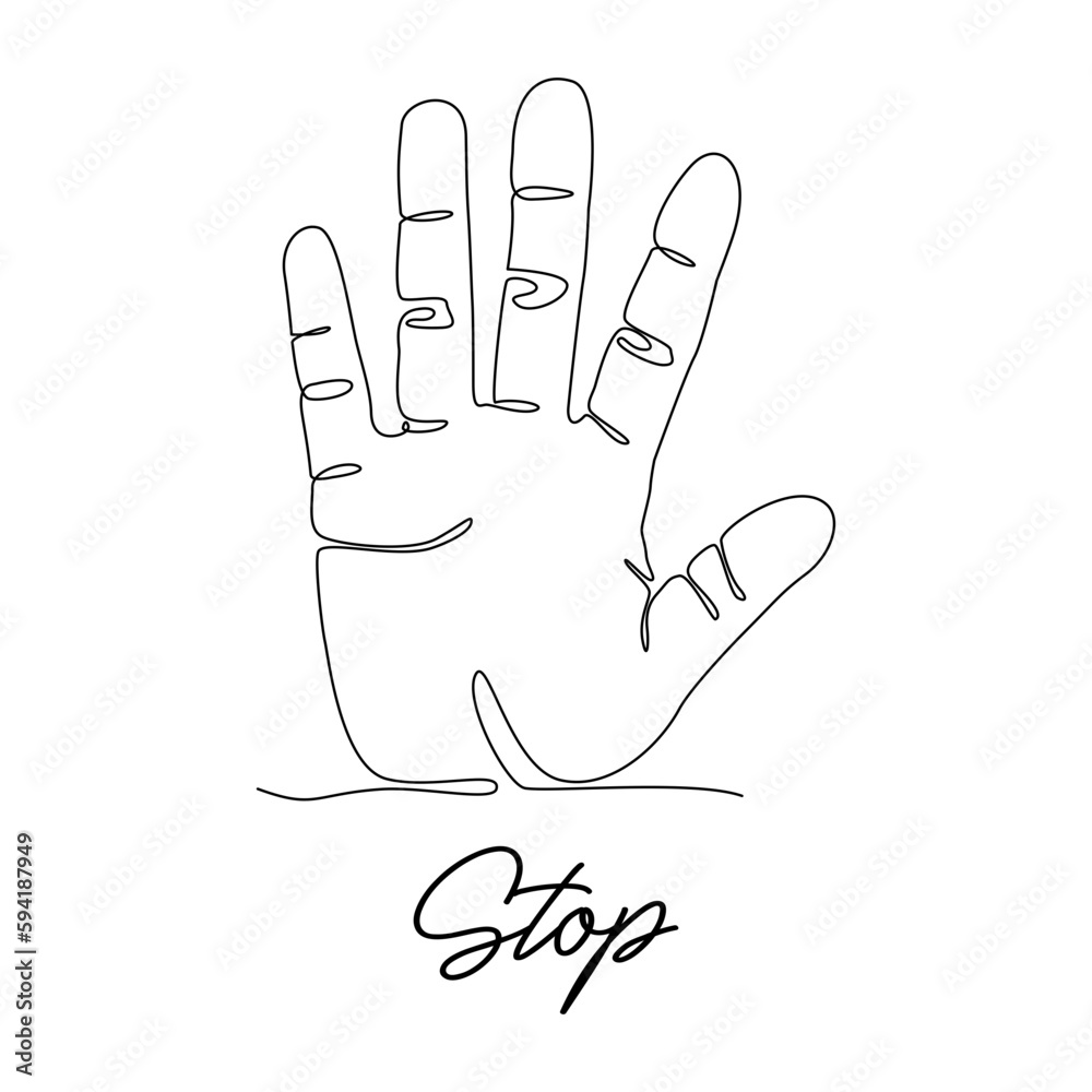 Stop sign continuous single line drawing. Hand sign single line vector ...