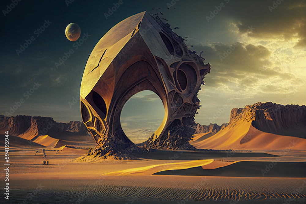 Strange, bizarre ancient alien structure on an alien planet. Created ...