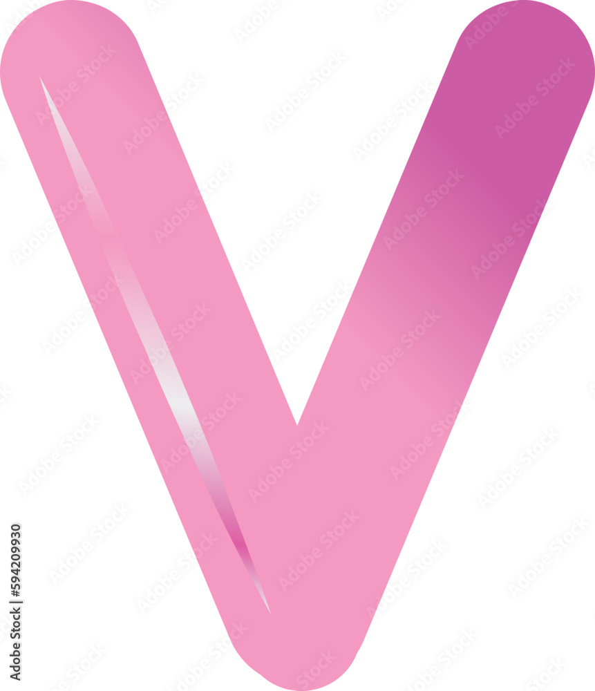 Pink bold alphabet letter V Stock Vector | Adobe Stock