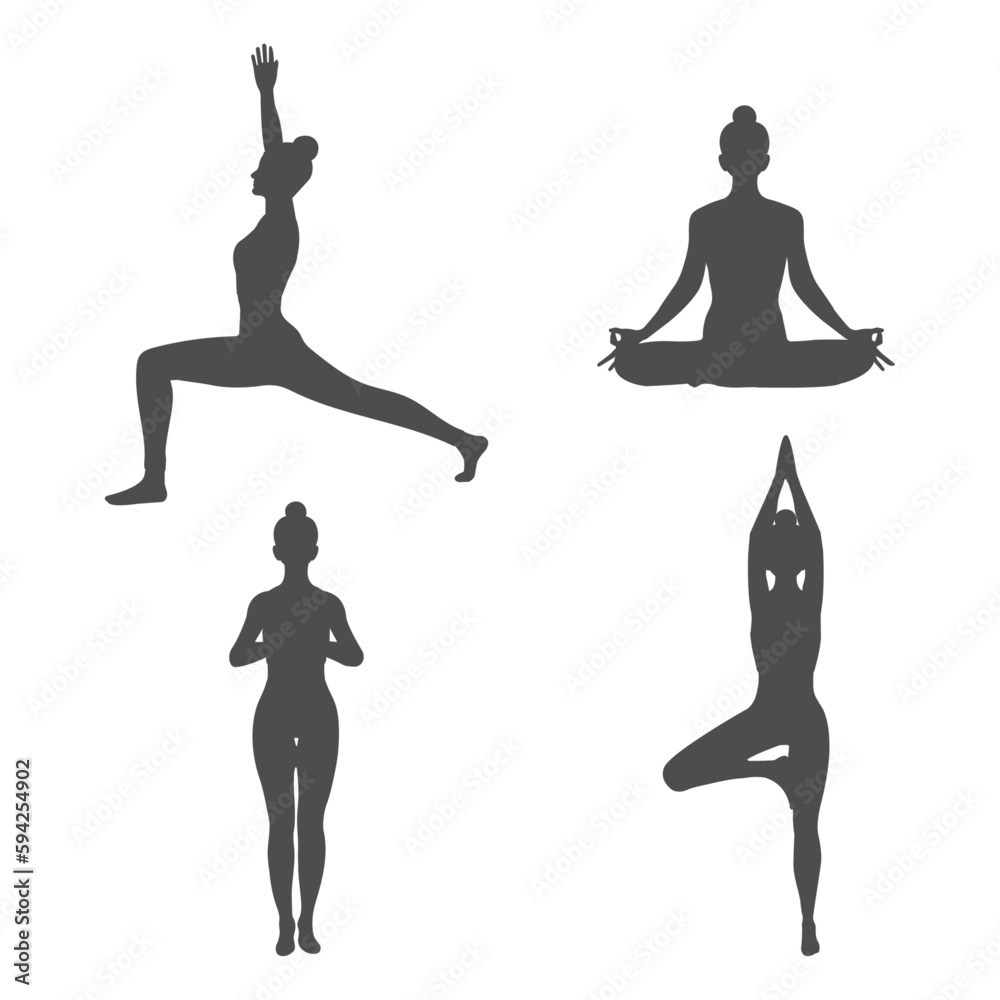 shadow, yoga, asanas, mountain pose, warrior pose, tree pose Stock ...