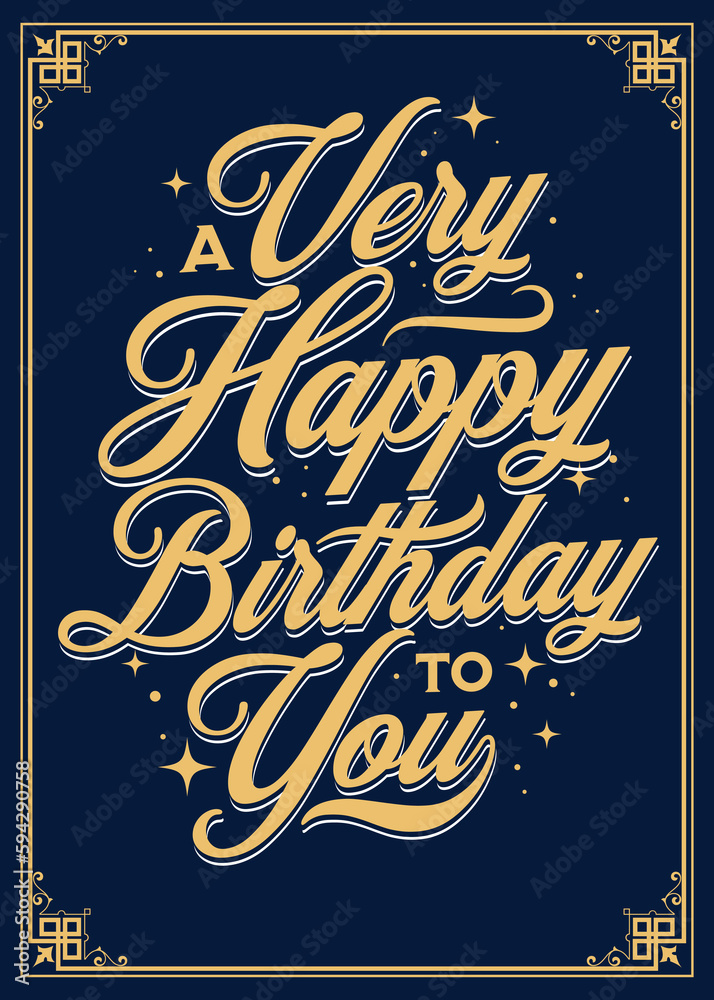 Happy Birthday Script Lettering Stock Vector | Adobe Stock