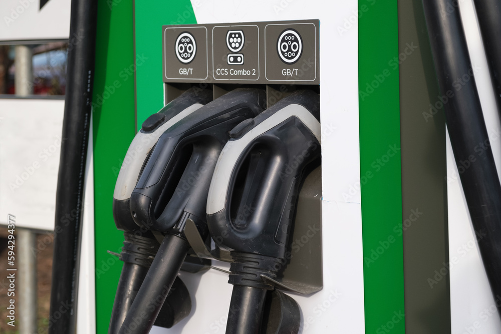 Power supply connect to electric vehicle for charge to the battery ...