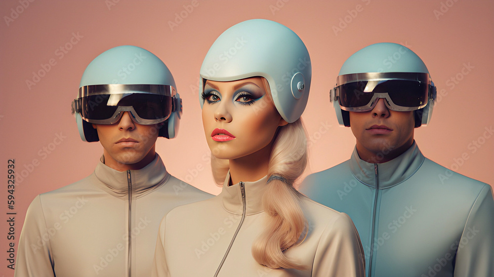 Vintage photo of people wearing retro futuristic costumes reminiscent ...
