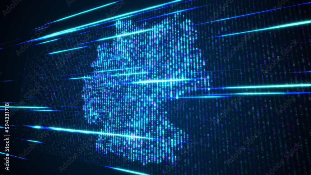 Abstract Futuristic Blue Shinny Binary Digital Number Mosaic Grid Map Of Germany Perspective ...