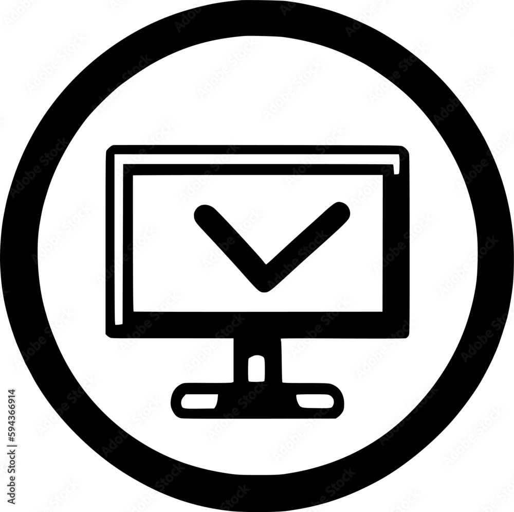 black individual proctor with check mark line icon, simple successful ...