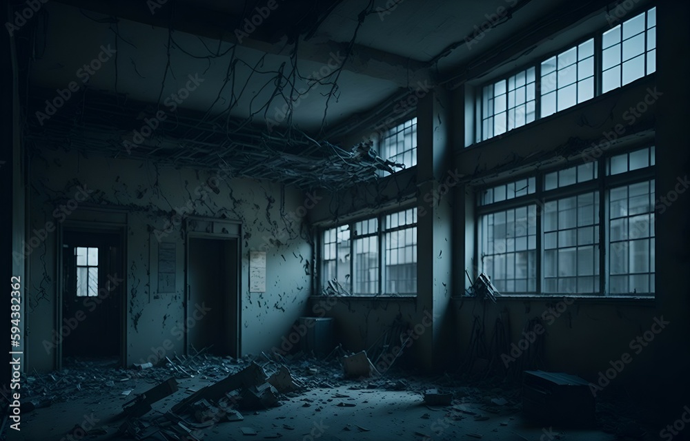 building, old, abandoned, interior, light, corridor, room, dark, house ...