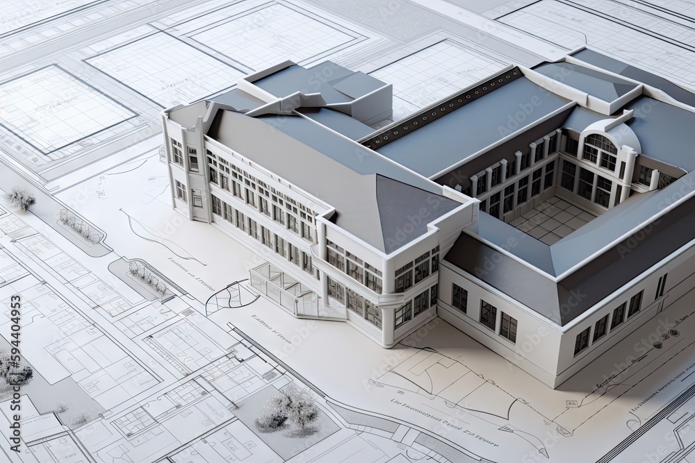 blueprints for a new school building, with detailed drawings and ...