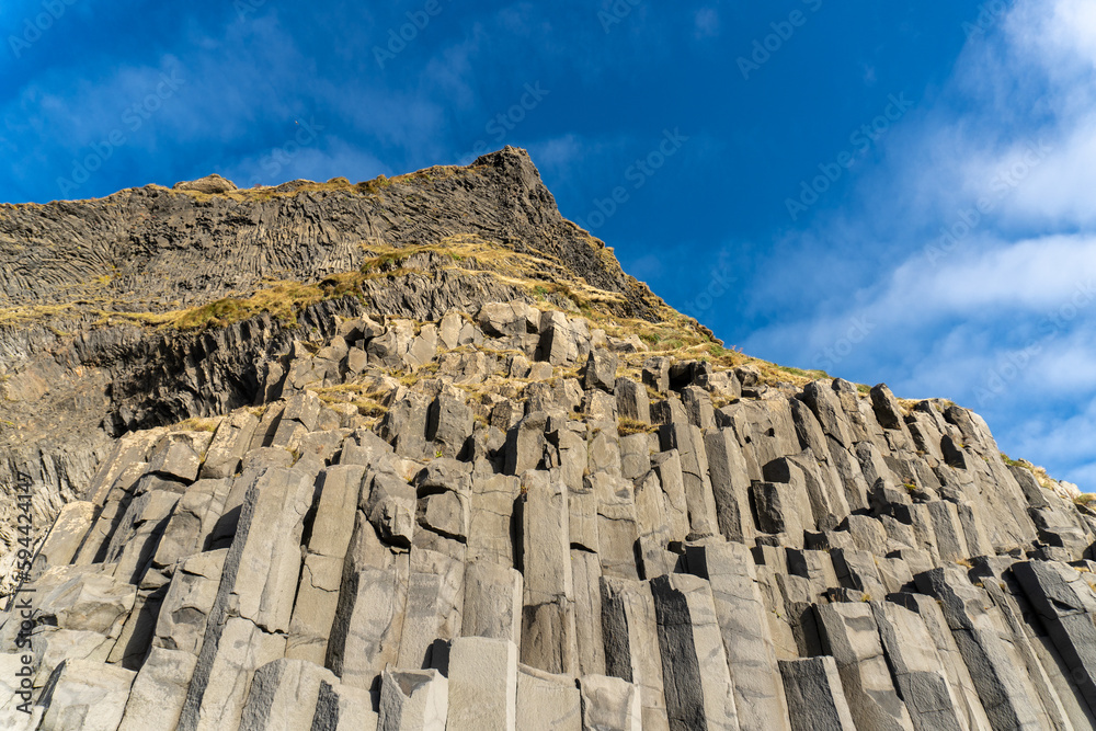 Basalt columns on the beach at Reynisfjara. Near Vík í Mýrdal in ...