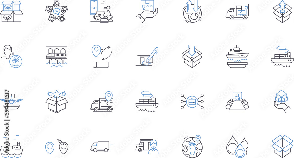 Warehouse operation line icons collection. Inventory, Shipping ...