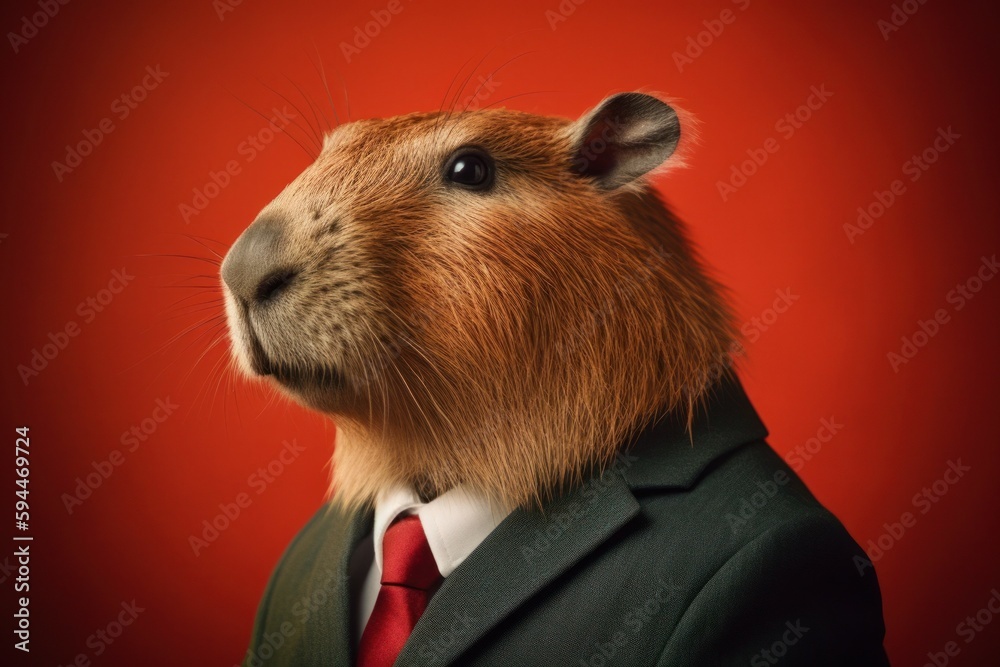 Ilustración de Stock Anthropomorphic capybara dressed in a suit like a ...