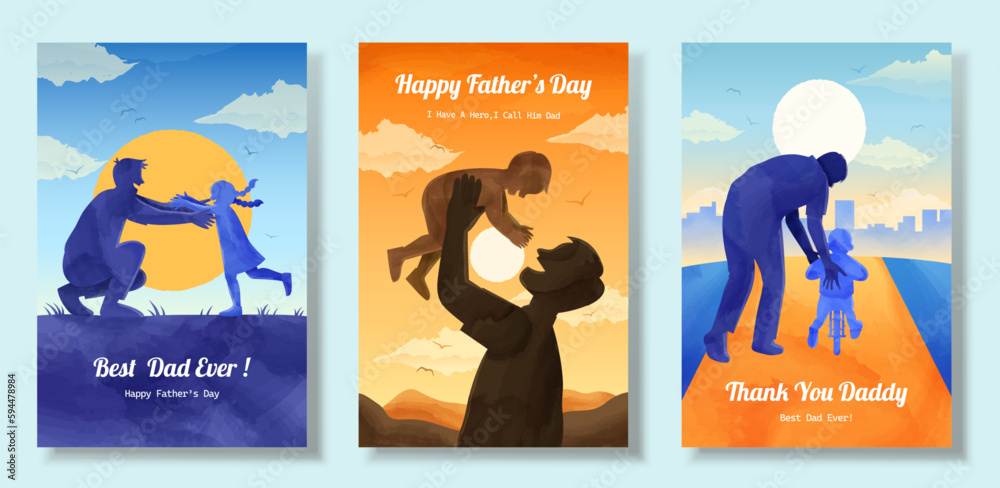 Father's Day watercolor poster set Stock Vector | Adobe Stock