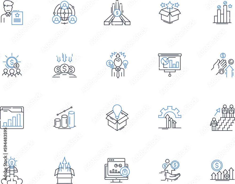 Vetor Powerfulness line icons collection. Authority, Potency, Dominance ...