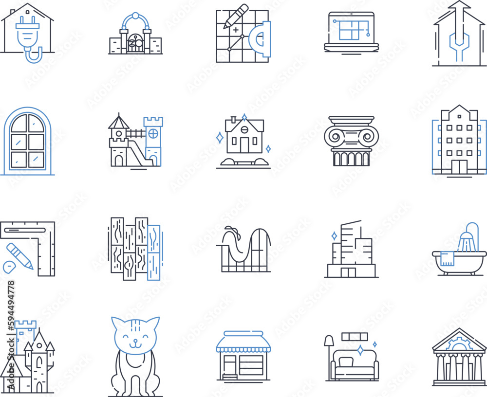 Lair line icons collection. Dungeon, Catacomb, Den, Burrow, Hideout ...