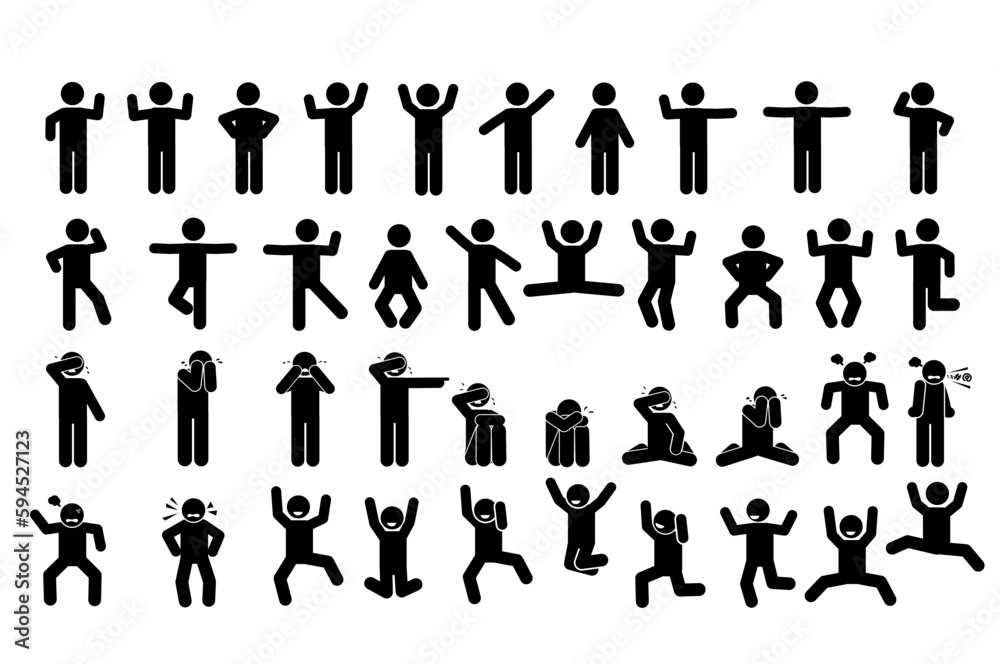 40 stick figure set, pictogram, stickman. Stock Vector | Adobe Stock