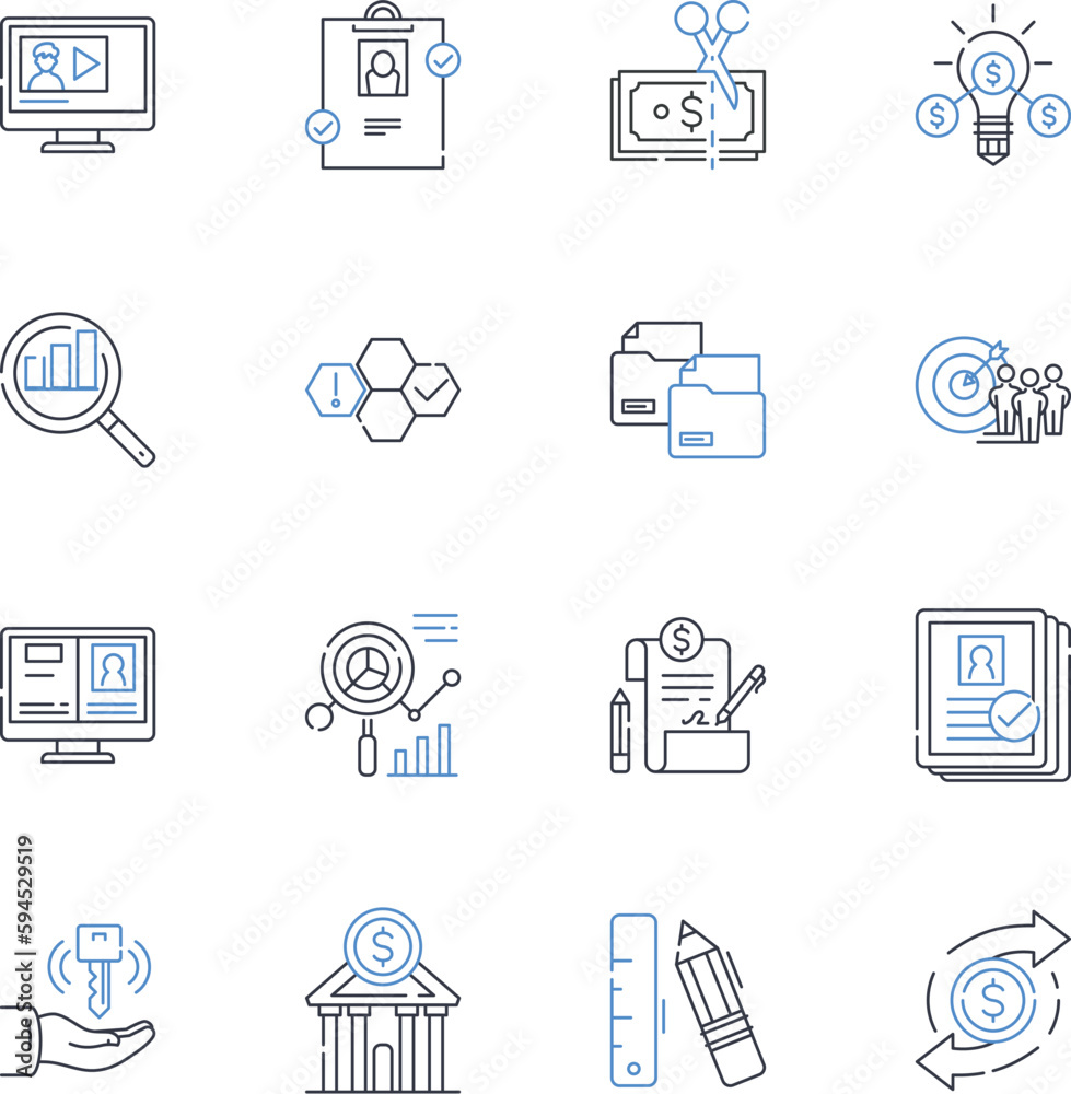 Accounting principles line icons collection. Double-entry, GAAP ...