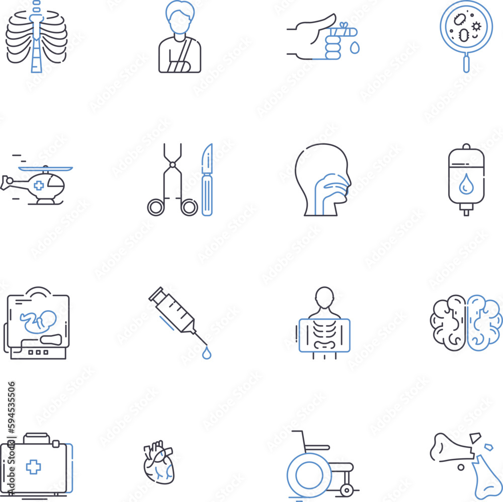 Cancer center line icons collection. Diagnosis, Treatment, Chemotherapy ...