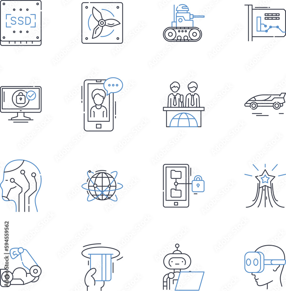 Virtual reality line icons collection. Immersive, Interactive, Experience, Digital, Simulation ...