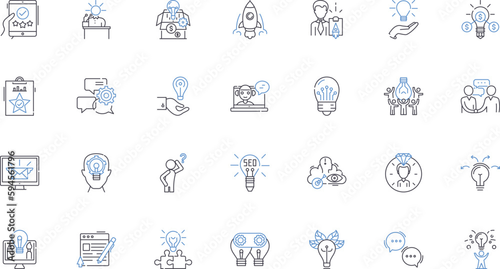 Thought development line icons collection. Ideation, Conceptualization ...
