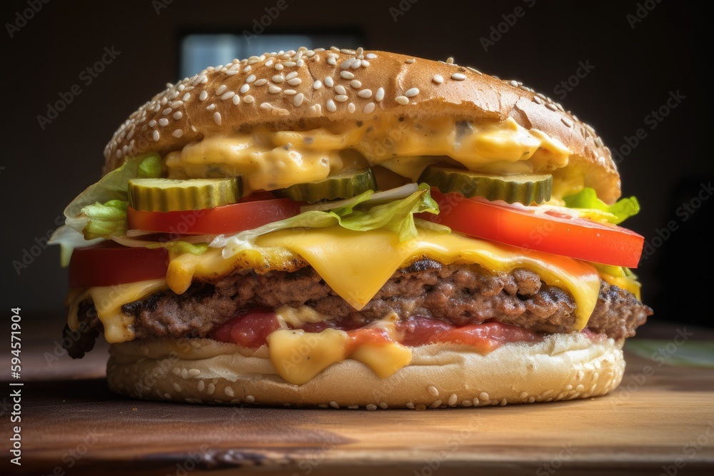 10 layers cheeseburger, with ten juicy beef patties, two slices of ...