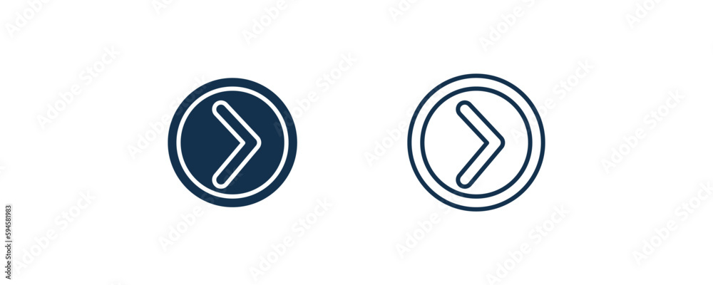 round right arrow icon. Outline and filled round right arrow icon from ...