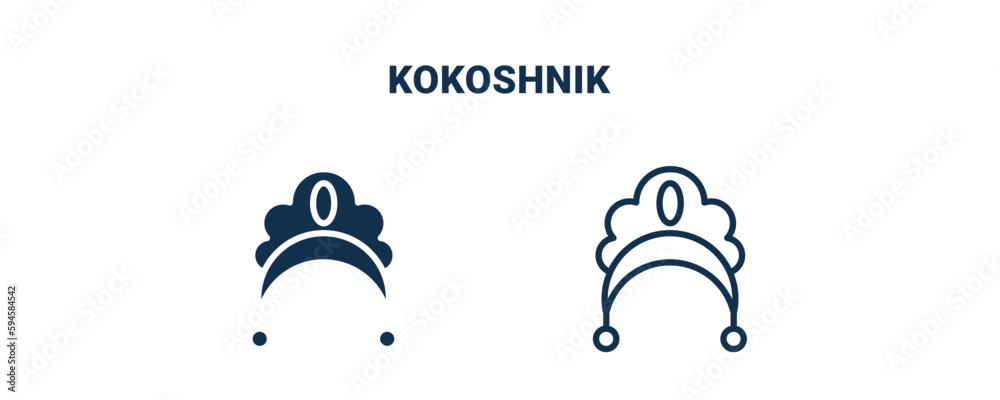 kokoshnik icon. Outline and filled kokoshnik icon from culture and ...