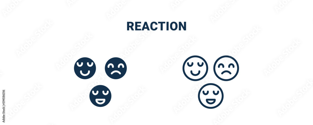 reaction icon. Outline and filled reaction icon from startup and ...