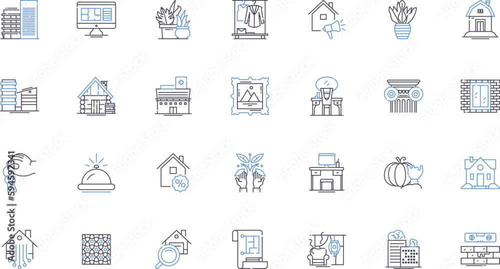 Space Planning Line Icons Collection Optimization Layout Efficiency Design Flow Function