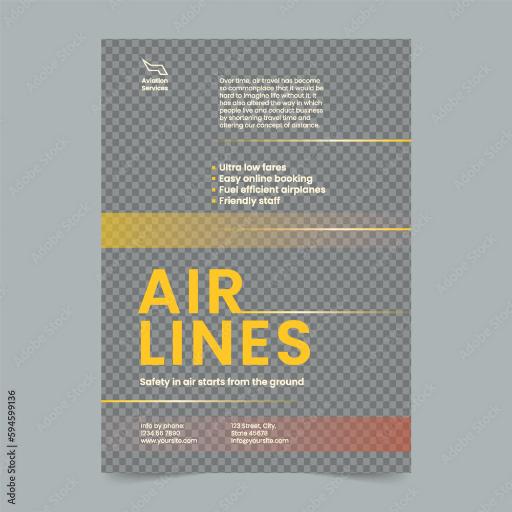 Airlines Aviation Services Flyer Template. A clean, modern, and high ...