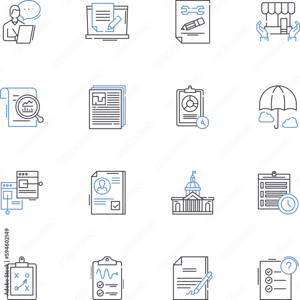 contract line icons collection. Agreement, Obligation, Document ...