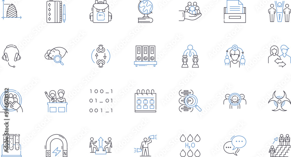 Instructional process line icons collection. Pedagogy, Curriculum ...