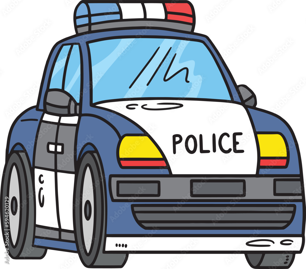 Police Car Cartoon Colored Clipart Illustration Stock Vector | Adobe Stock