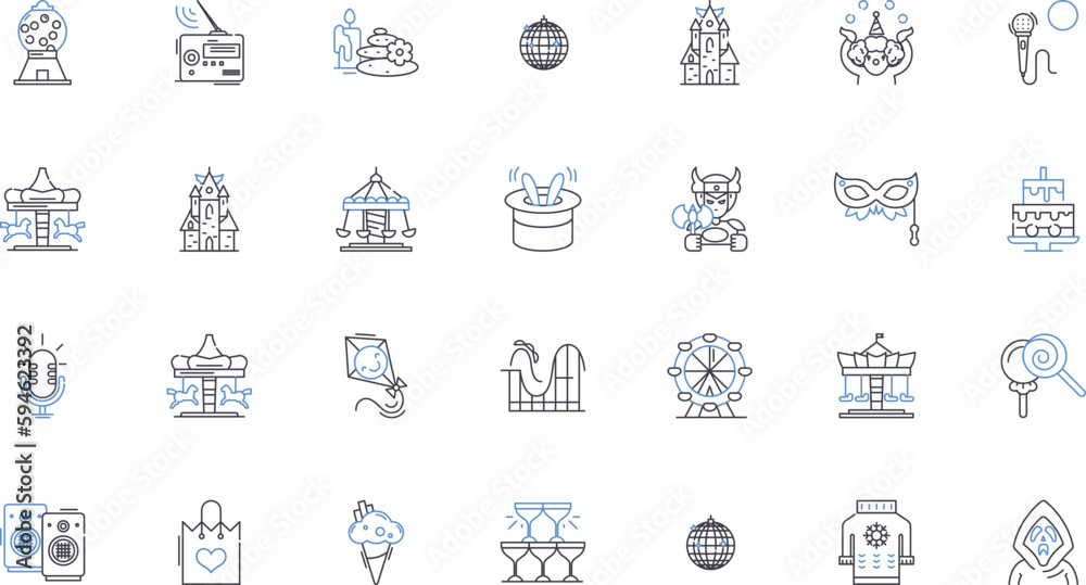 Rejoicing line icons collection. Celebration, Elation, Cheer, Delight ...