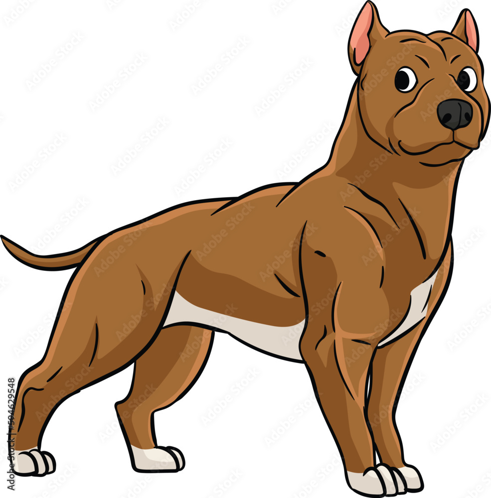 Pit Bull Cartoon Colored Clipart Illustration Stock Vector | Adobe Stock