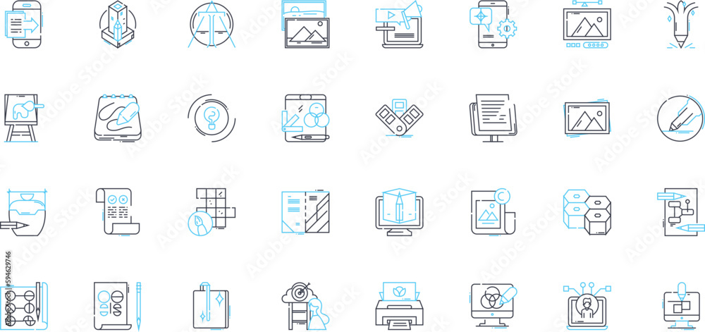 Visual market linear icons set. Aesthetics, Branding, Colors, Design ...