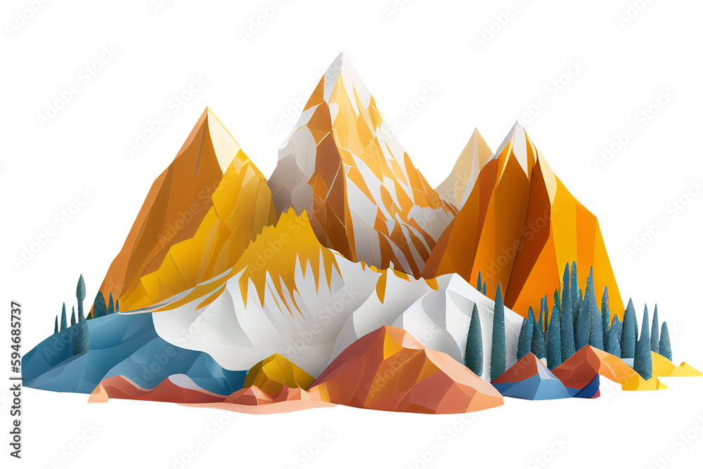 3d illustration mountains landscape, Camping landscape and hiking ...