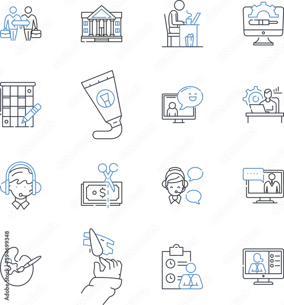 Project diagram line icons collection. Overview, Plan, Strategy ...