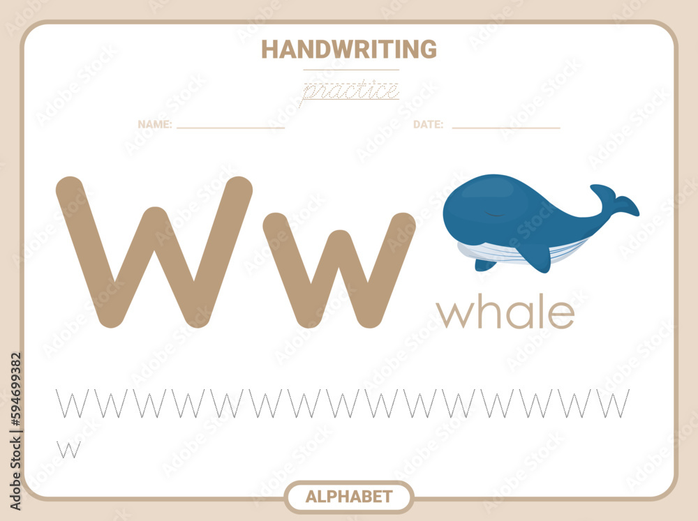 Alphabet tracing practice Letter W. Tracing practice worksheet ...