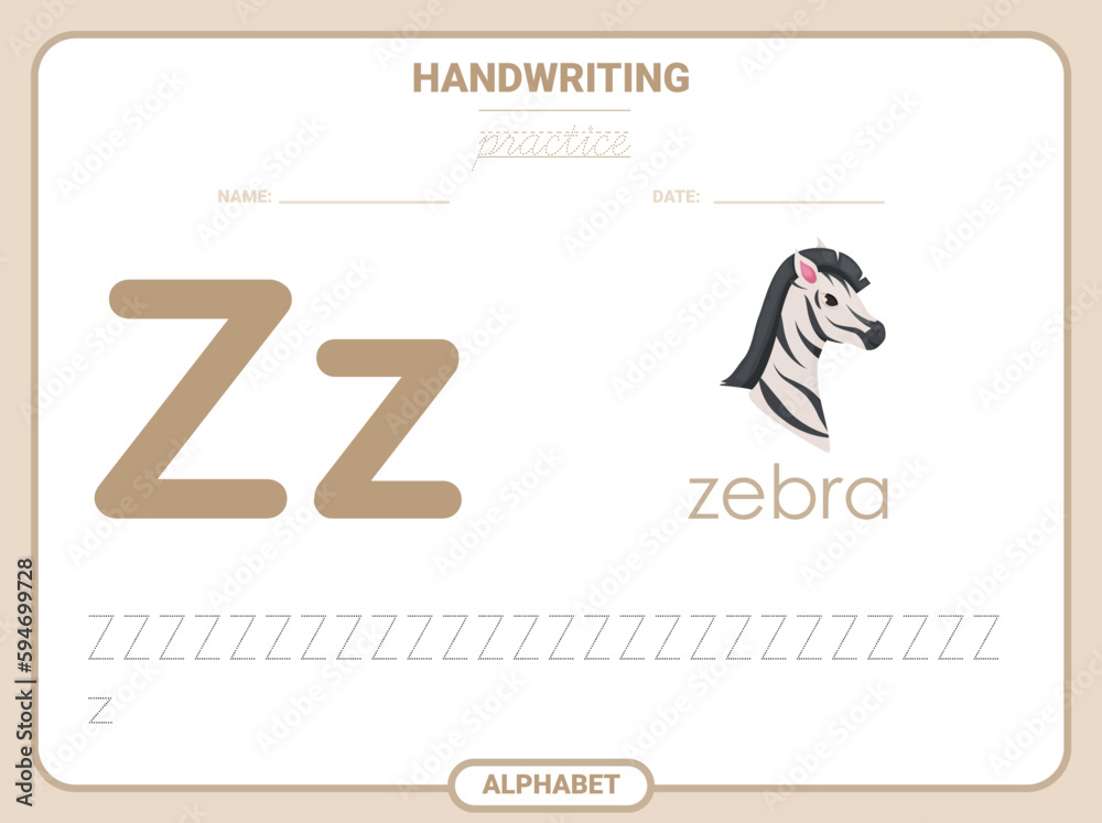 Alphabet tracing practice Letter Z. Tracing practice worksheet ...