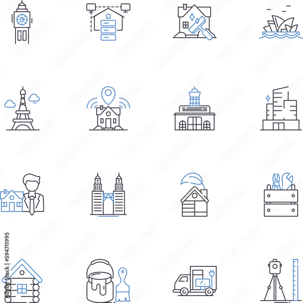 Palace line icons collection. Majestic, Regal, Historical, Ornate ...