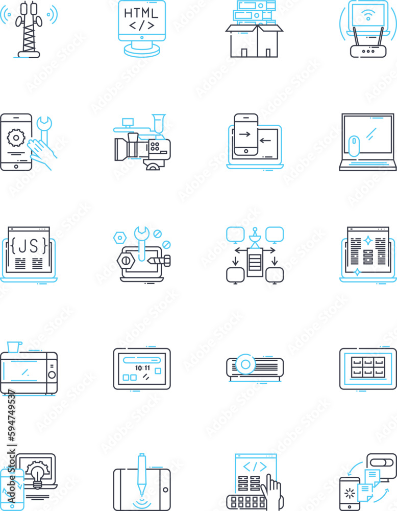 Natural language linear icons set. Syntax, Semantics, Morphology, Pragmatics, Discourse ...