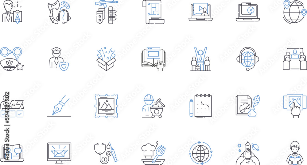 Vector de Stock Content Creator line icons collection. Innovator ...