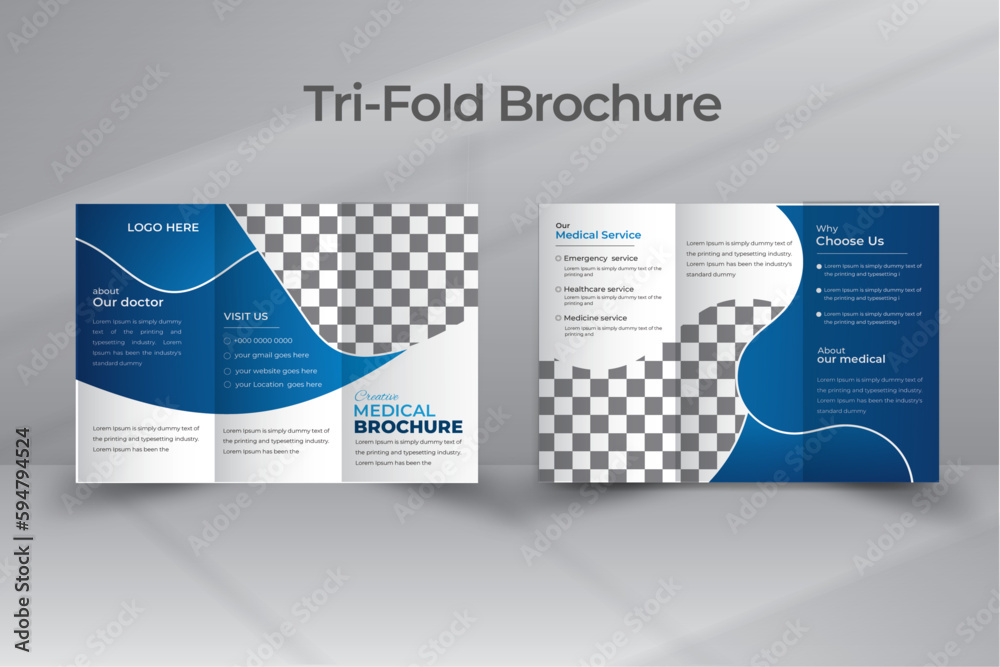 Healthcare Center Promotional Tri Fold Brochure Vector for Digital ...